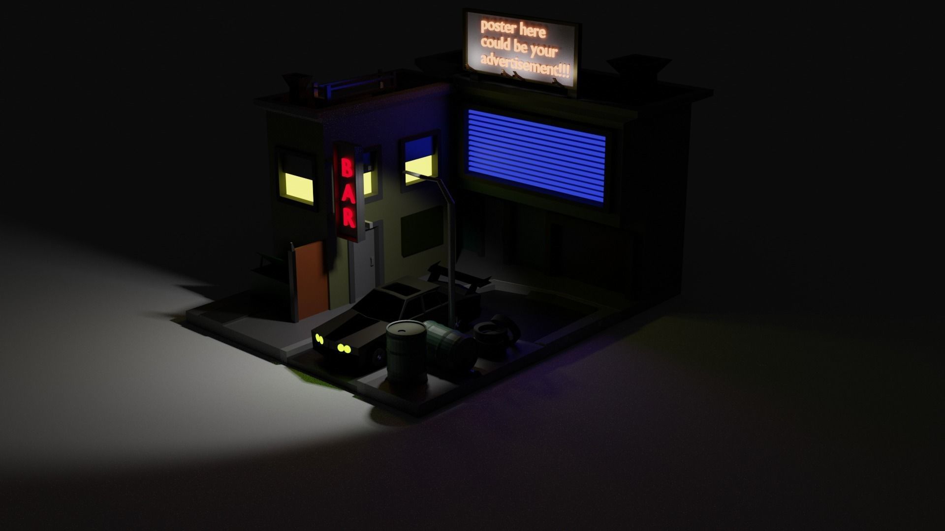 3D model a scene in the style of the 90s VR / AR / low-poly | CGTrader