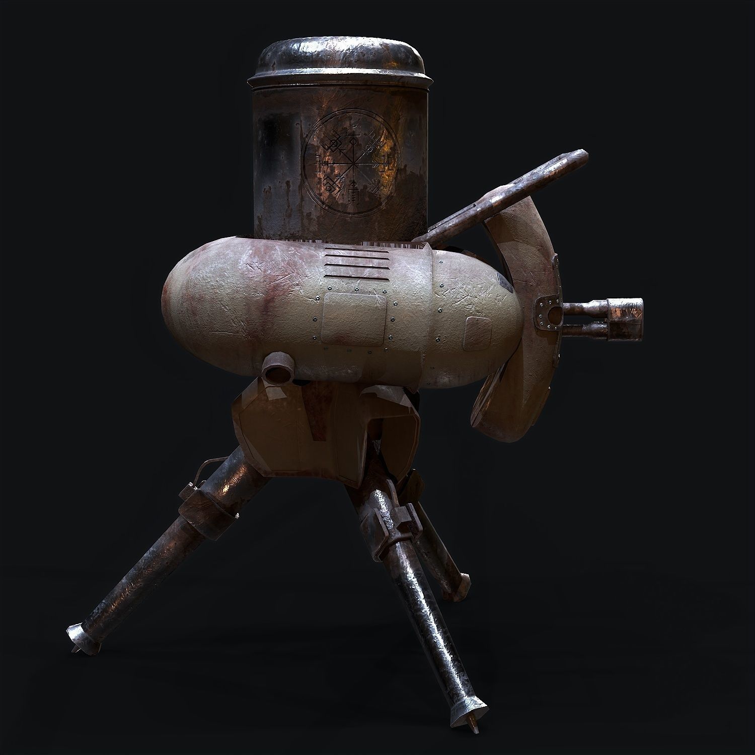 3D model Turret steam powered machine gun VR / AR / low-poly | CGTrader