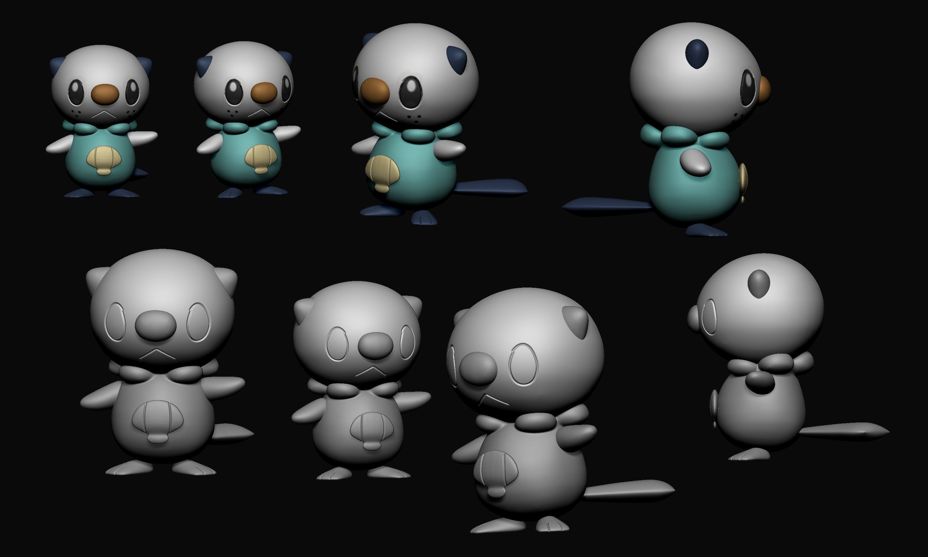 Pokemon - Oshawott Dewott and Samurott 3D model 3D printable | CGTrader