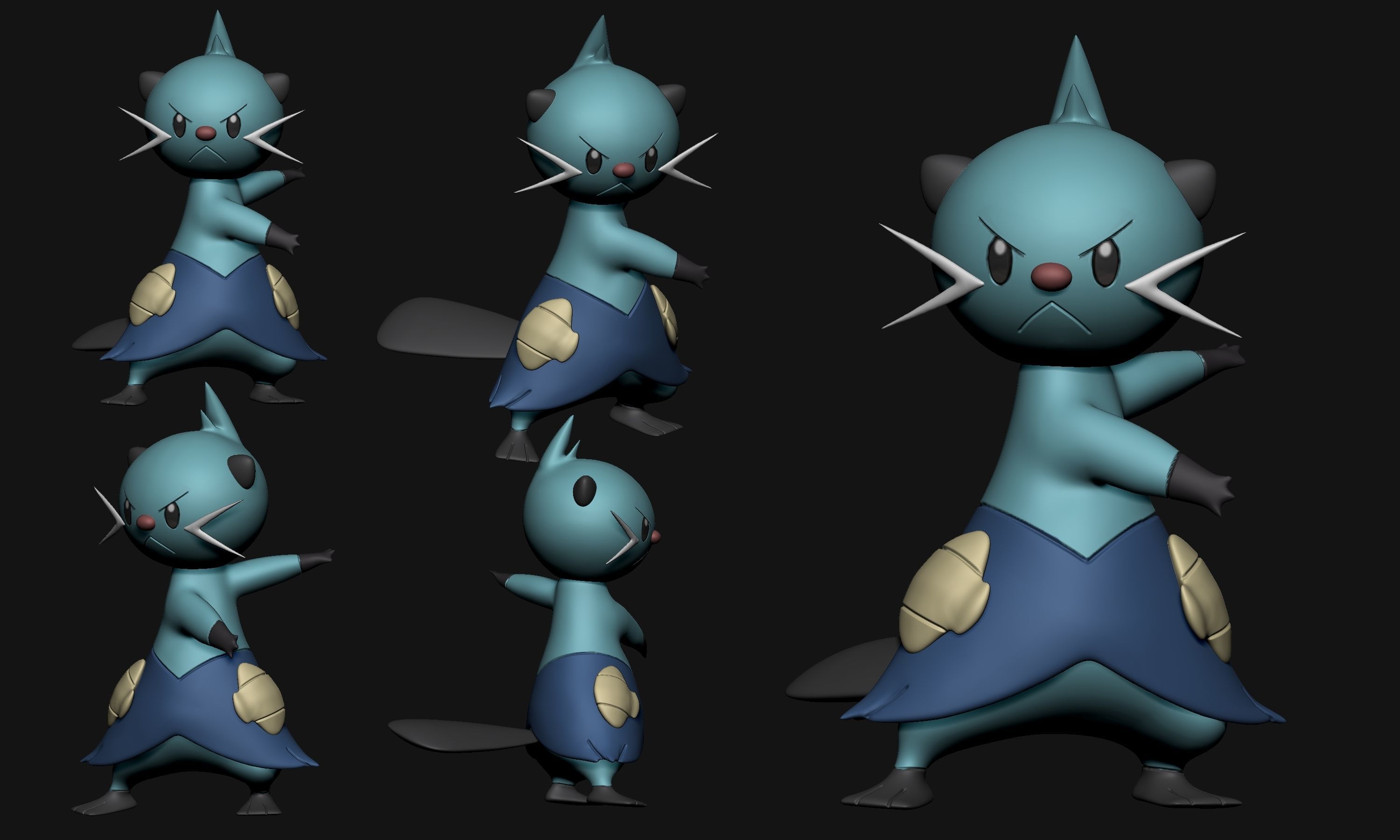 Pokemon - Oshawott Dewott and Samurott 3D model 3D printable | CGTrader