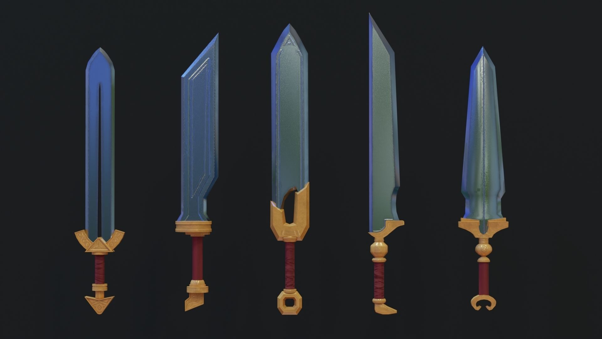 Low Poly Swords Pack free VR / AR / low-poly 3D model | CGTrader