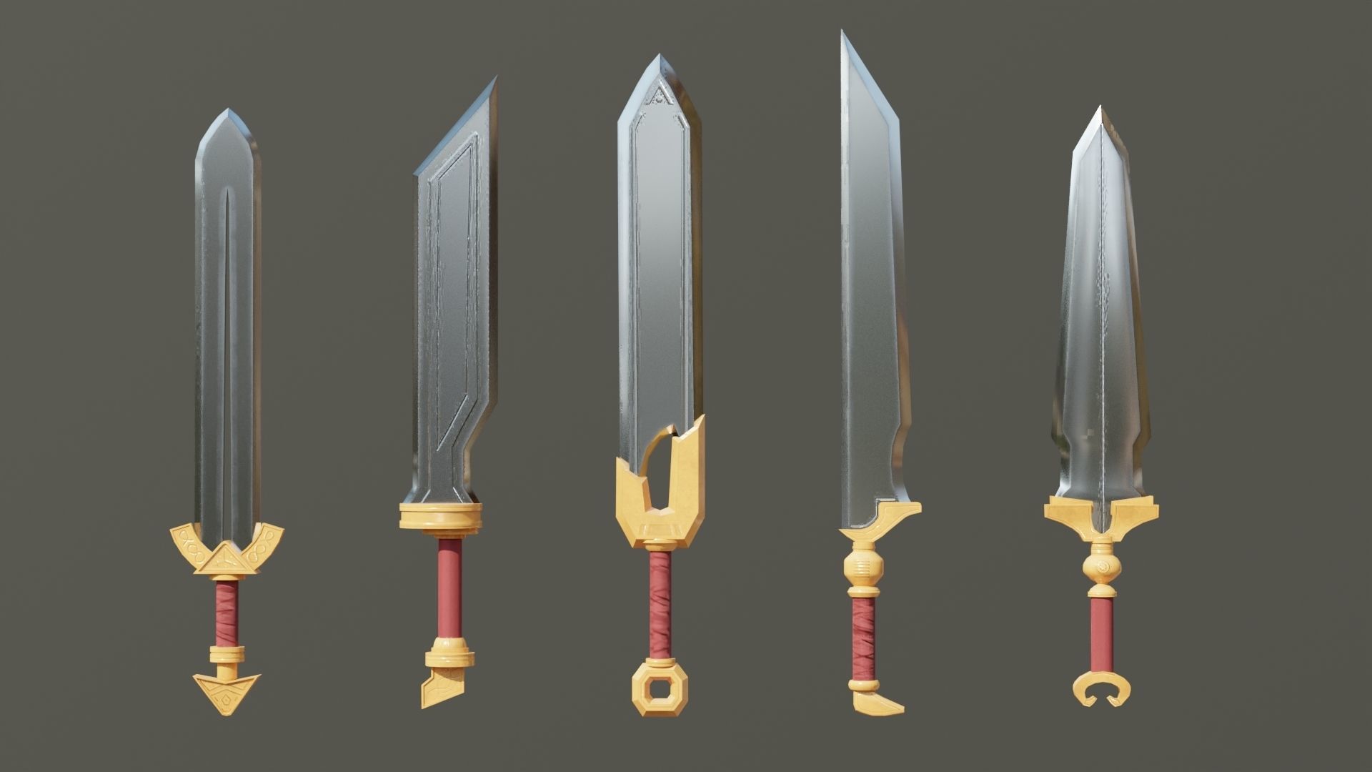 Low Poly Swords Pack free VR / AR / low-poly 3D model | CGTrader