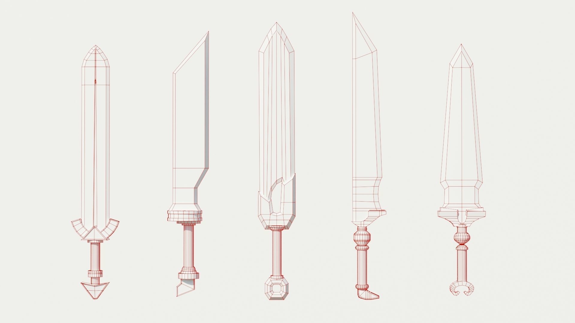 Low Poly Swords Pack free VR / AR / low-poly 3D model | CGTrader