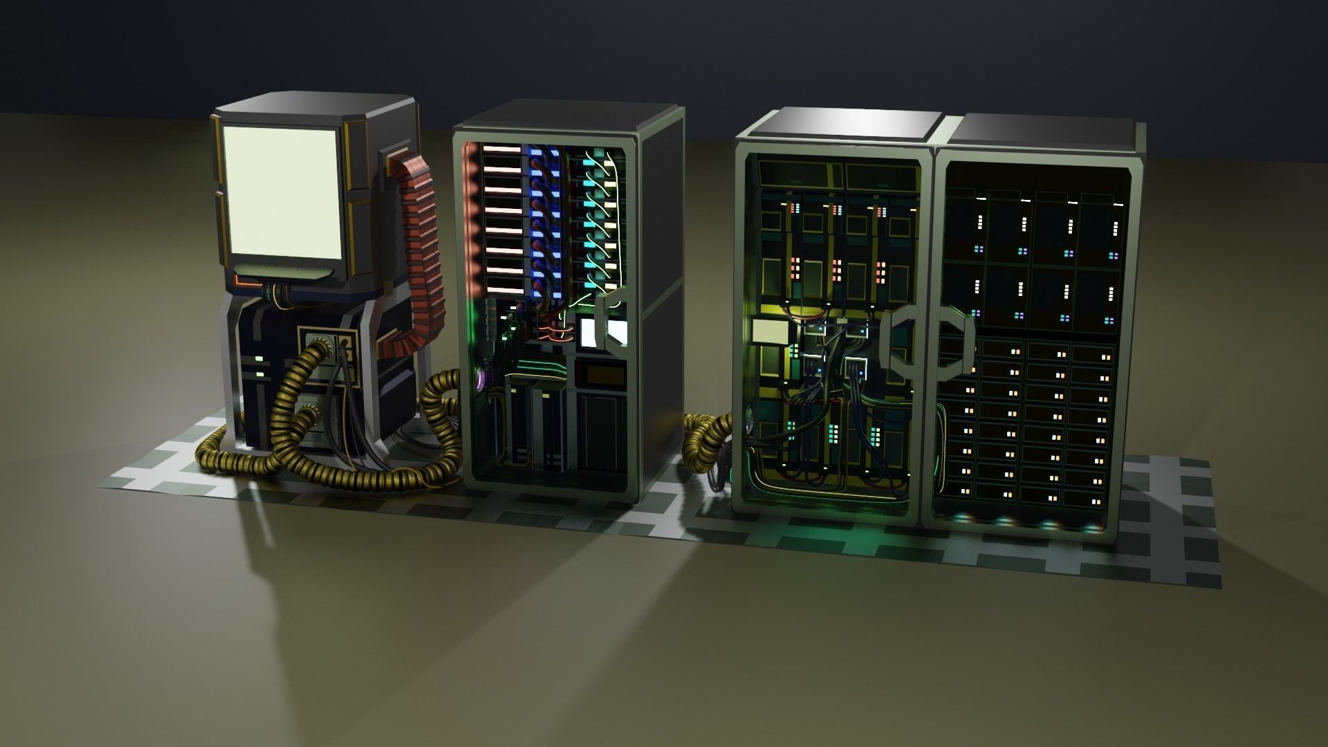 server three computer servers 3D model | CGTrader