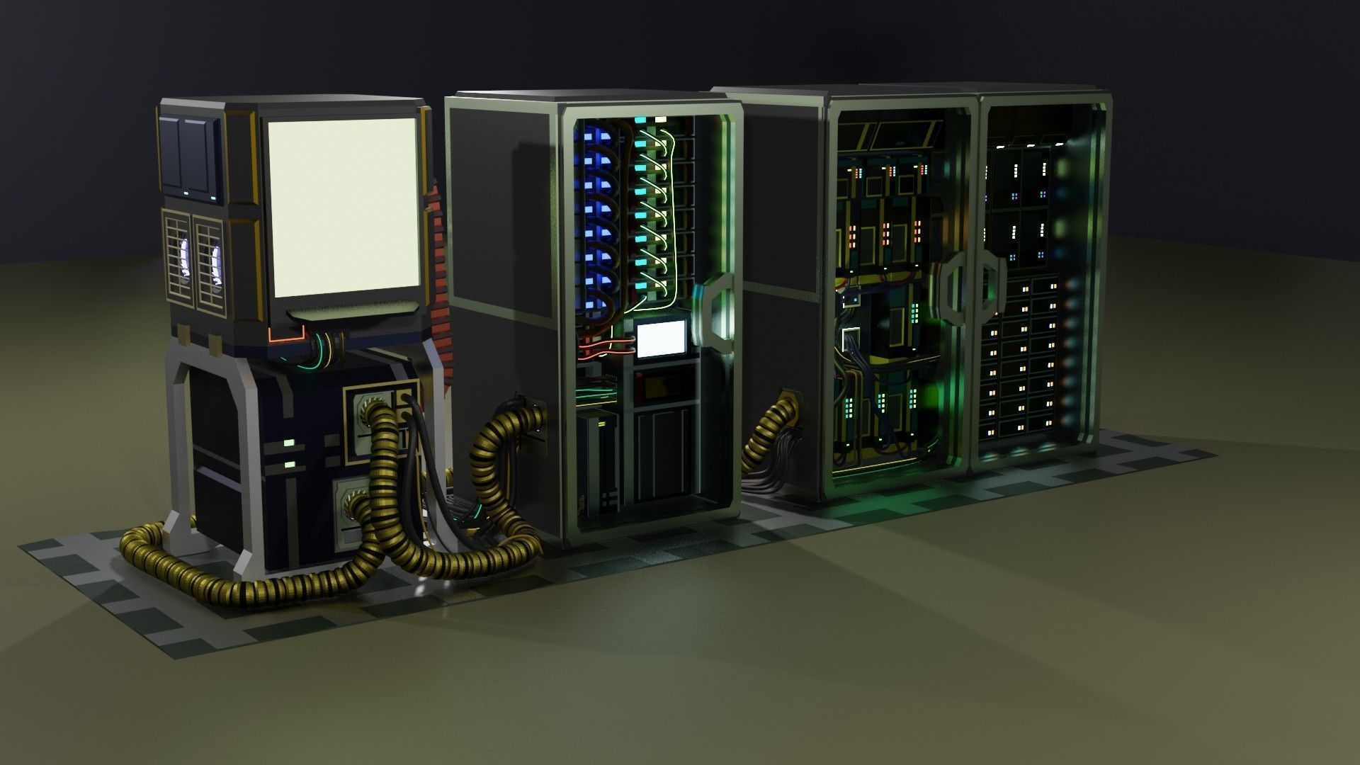 server three computer servers 3D model | CGTrader