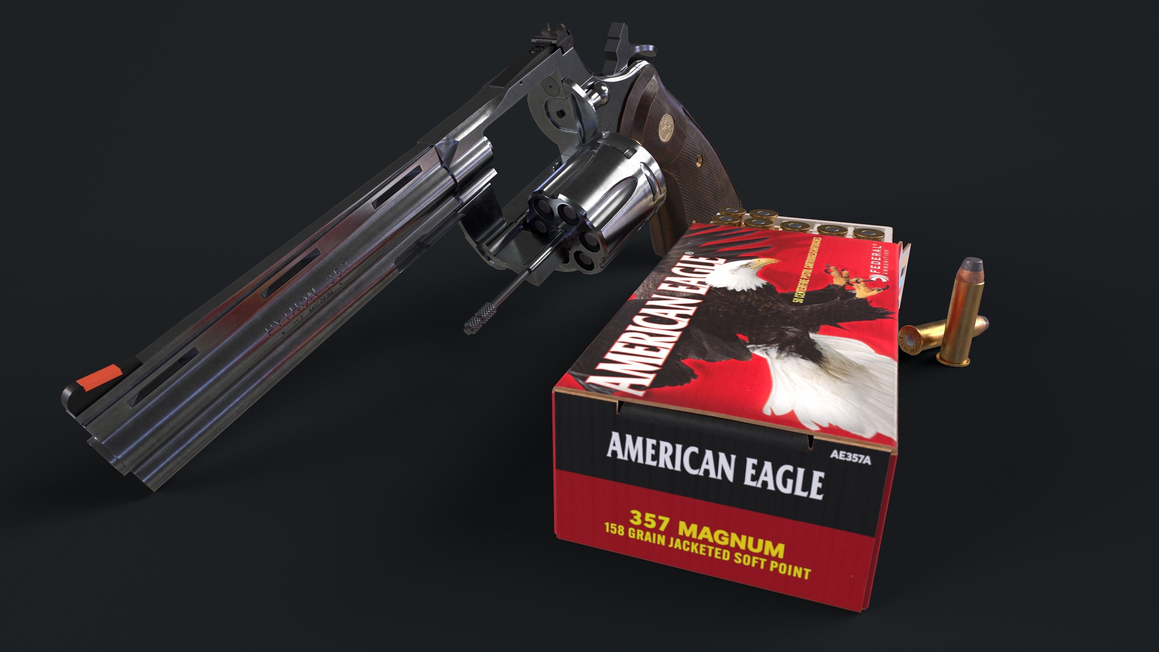 3D model Colt Python 357 with Ammo Box and Bullets VR / AR / low-poly ...