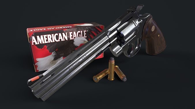 3D model Colt Python 357 with Ammo Box and Bullets VR / AR / low-poly ...