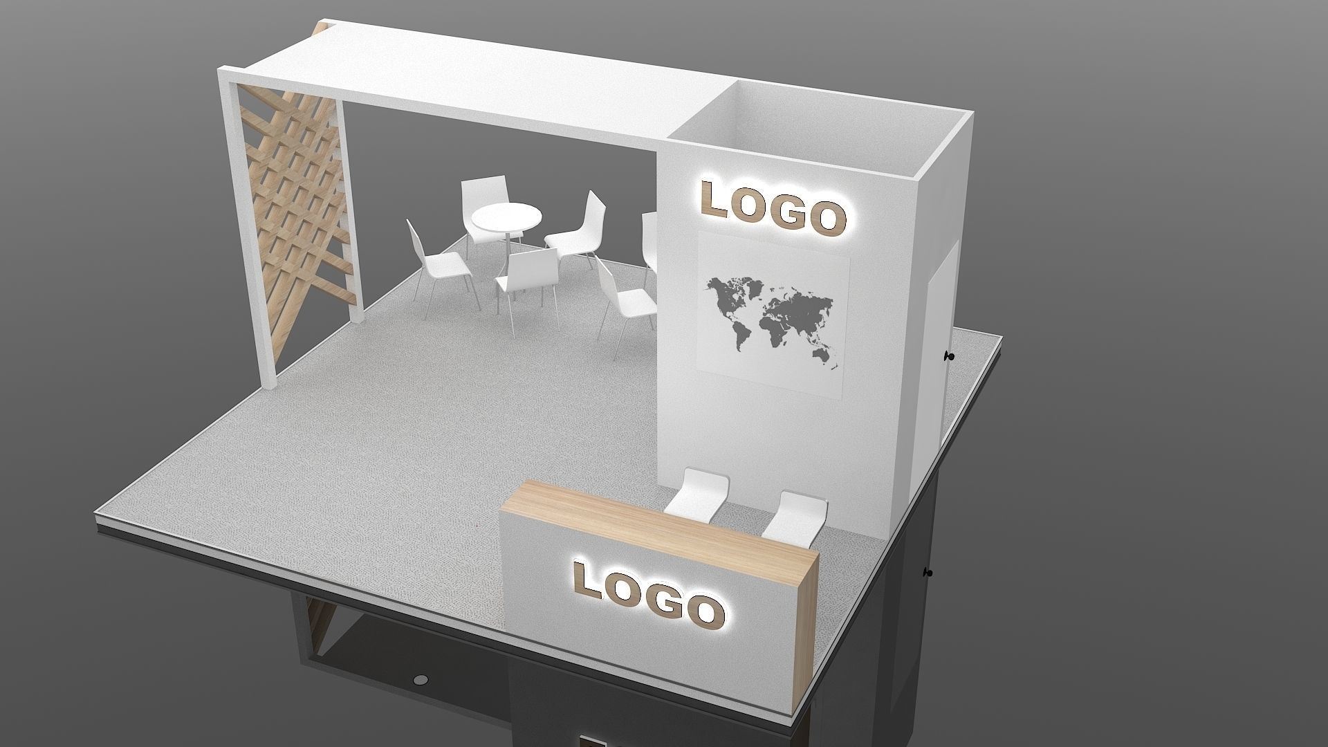 Exhibition Stand Booth 6 meter x 6 meter island stall 3D model | CGTrader