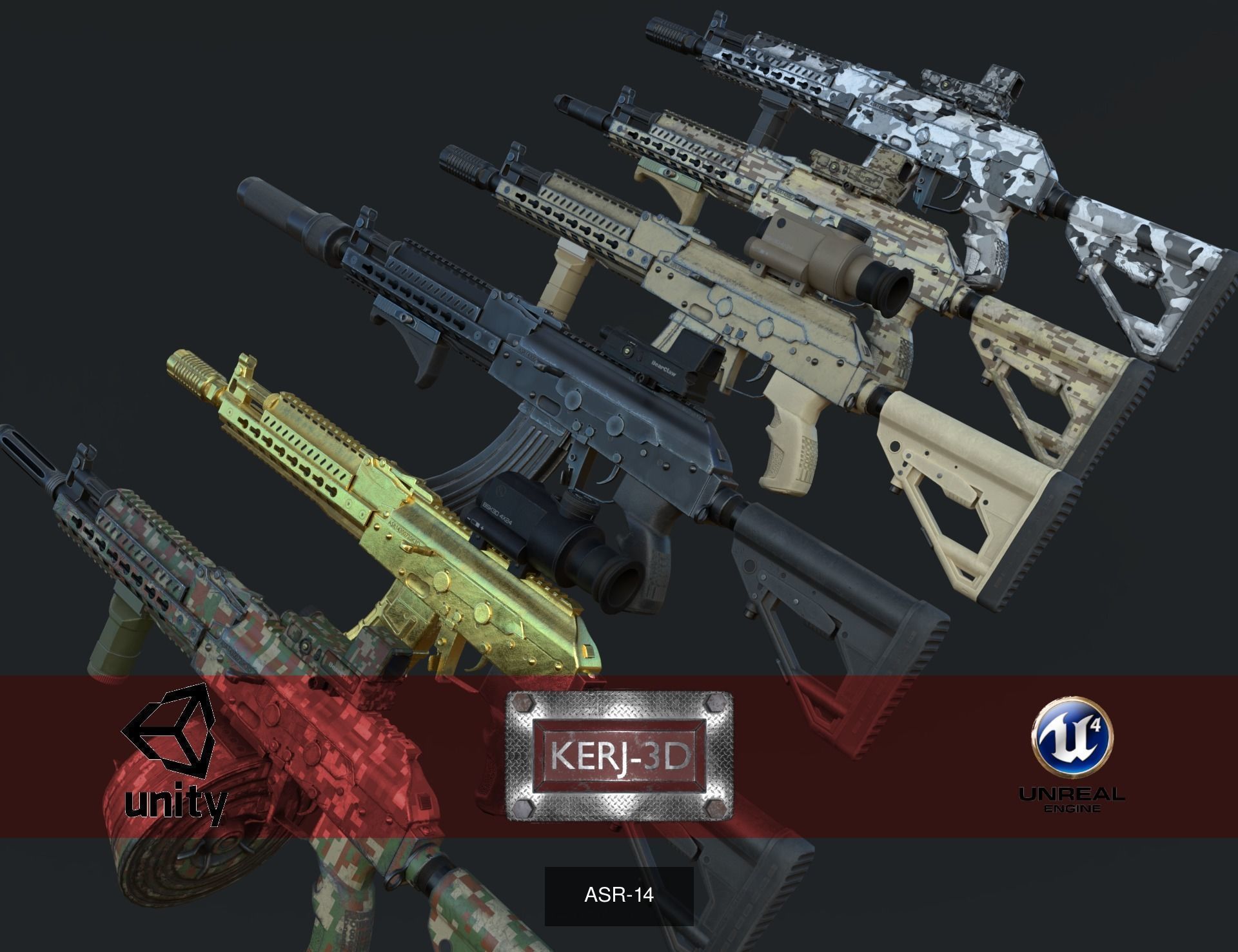 Assault Rifle Collection VR / AR / low-poly | CGTrader