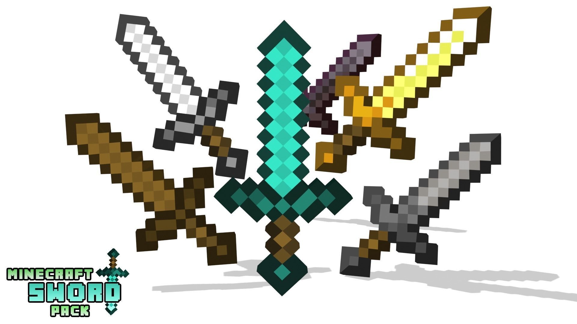 3D model Minecraft Sword Pack VR / AR / low-poly | CGTrader