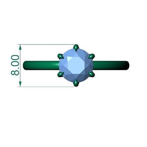 6-Prong Solitaire Ring 3D model 3D printable | CGTrader