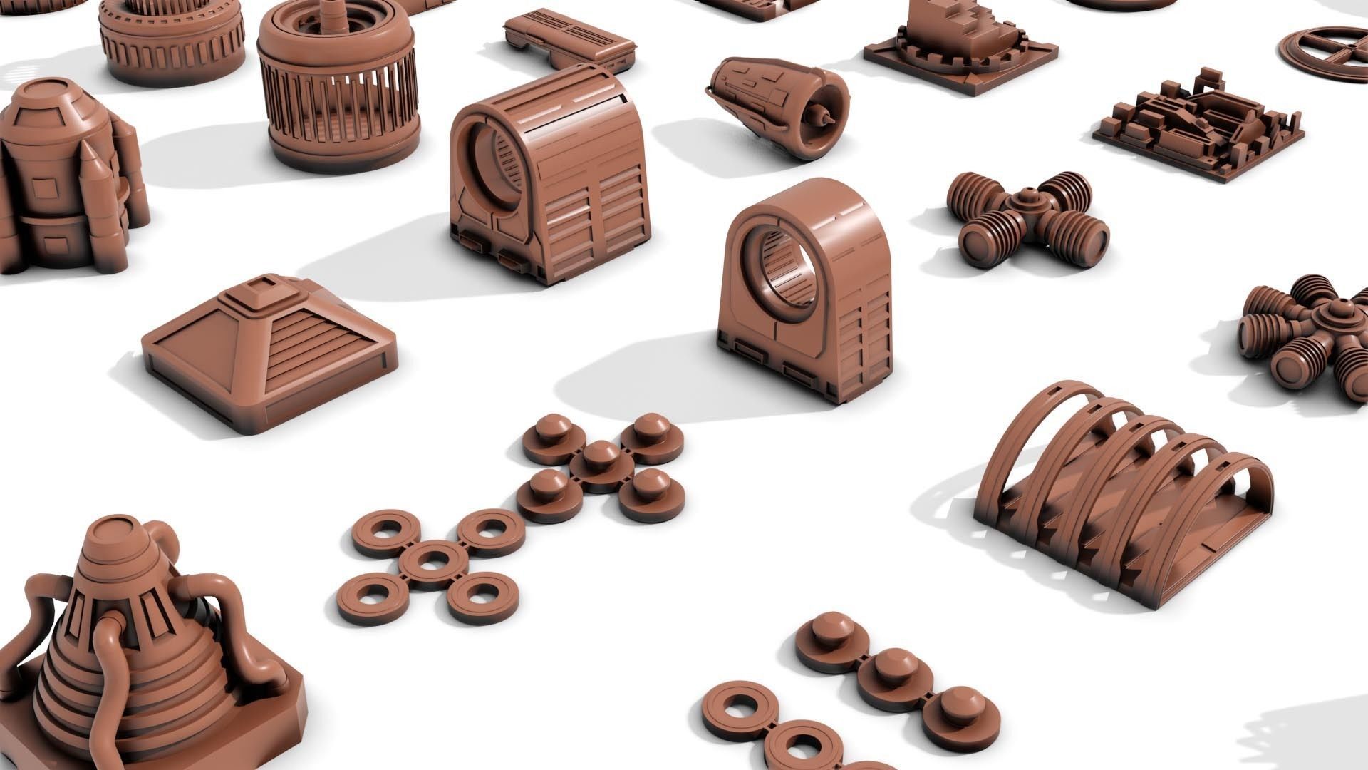 KitBash Hard Surface Sci-fi Greeble tech 3D models Vol 1 2022 3D model ...