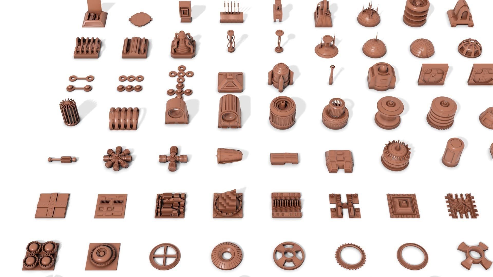 KitBash Hard Surface Sci-fi Greeble tech 3D models Vol 1 2022 3D model ...