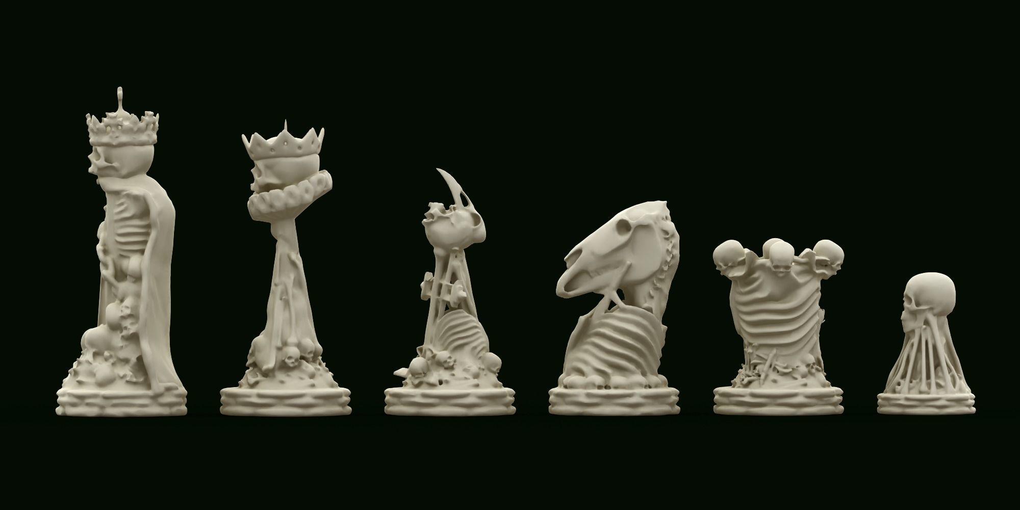 Skull Chess Complete Set 3D model 3D printable | CGTrader