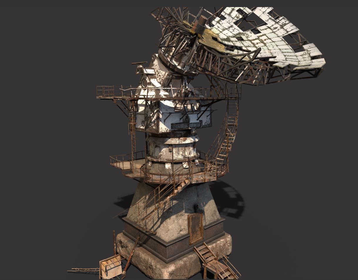 Broken Radar Station-Satellite Dish 3D model | CGTrader