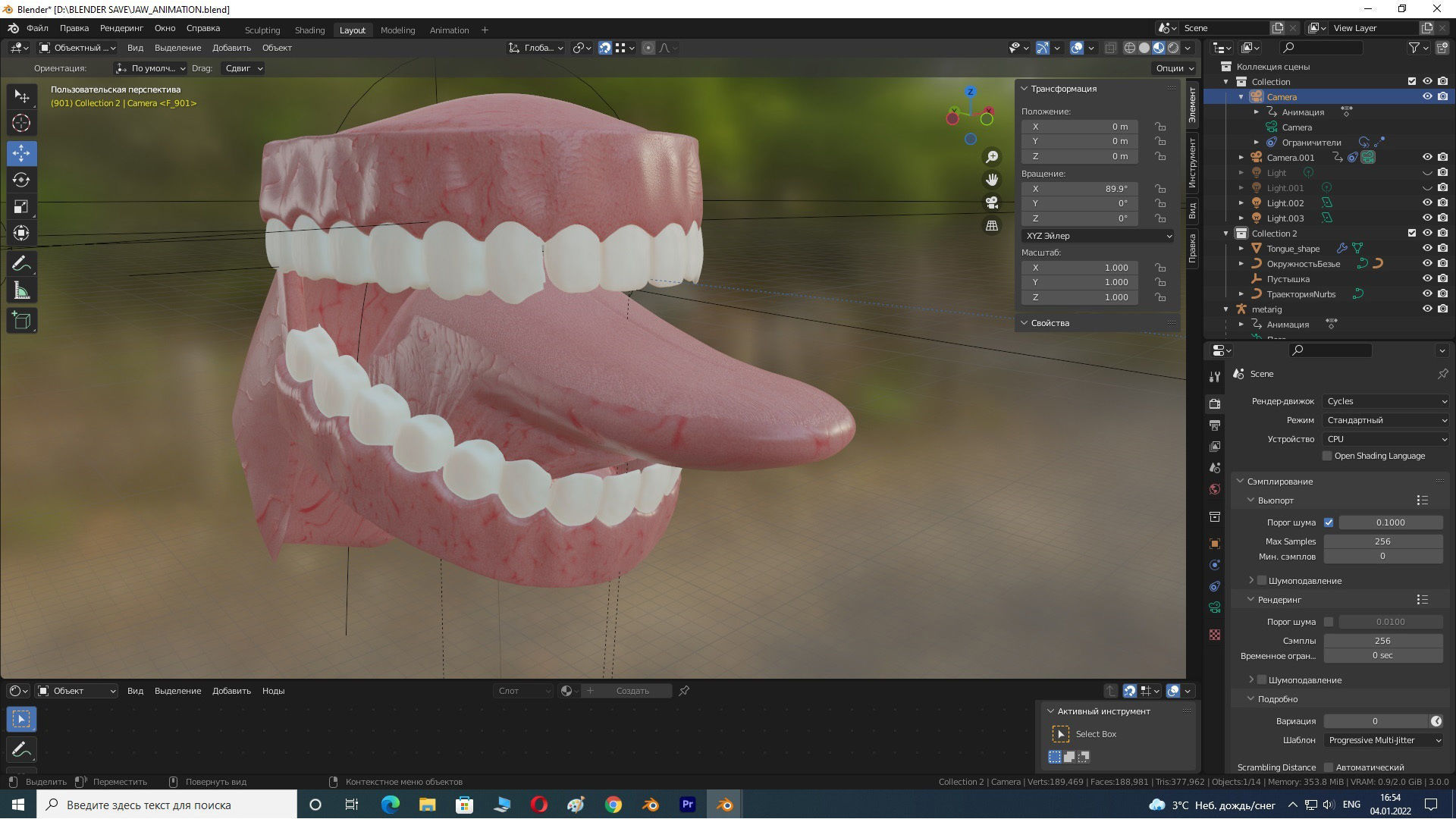 Realistic human jaw with teeth and tongue 3D model animated rigged ...