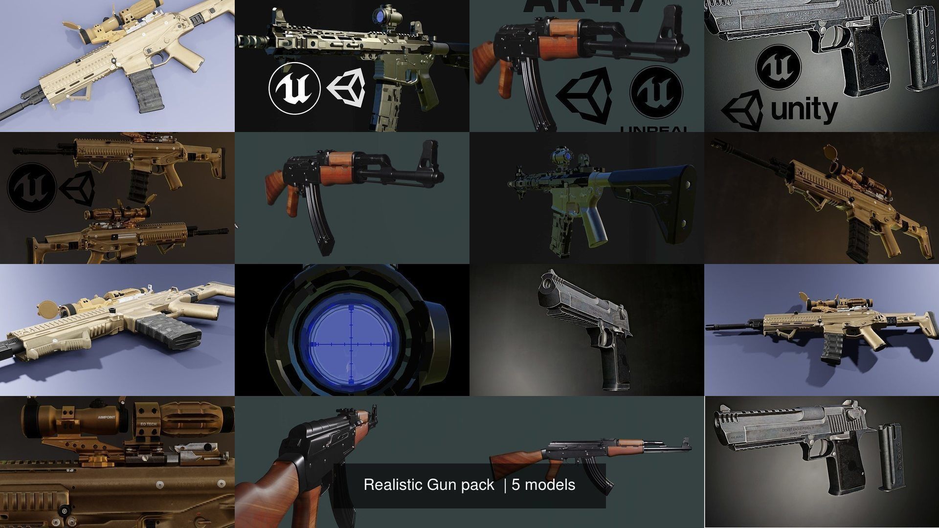 3D Model Collection Realistic Gun pack VR / AR / low-poly | CGTrader