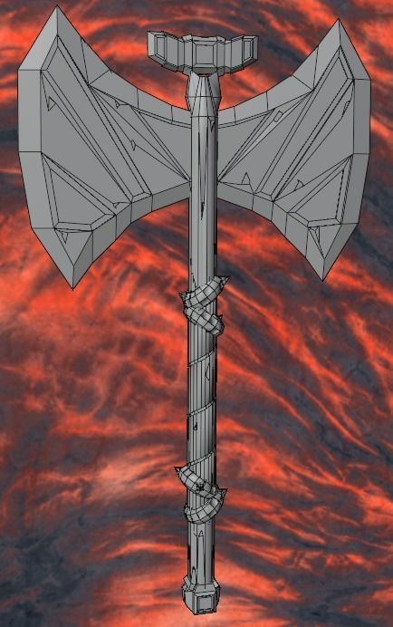 3D model Stylized Hell Axe weapon low-poly game ready VR / AR / low ...