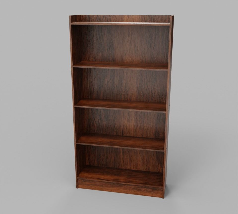 3D model Tall Wooden 4-Row Shelf VR / AR / low-poly | CGTrader