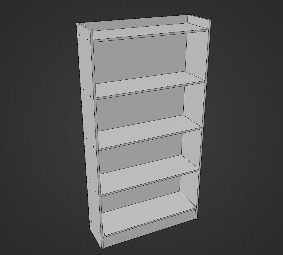 3D model Tall Wooden 4-Row Shelf VR / AR / low-poly | CGTrader