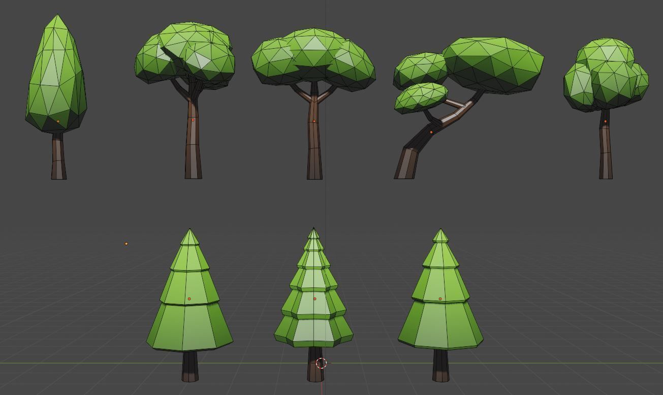 Low Poly Trees Pack no texture free VR / AR / low-poly 3D model | CGTrader
