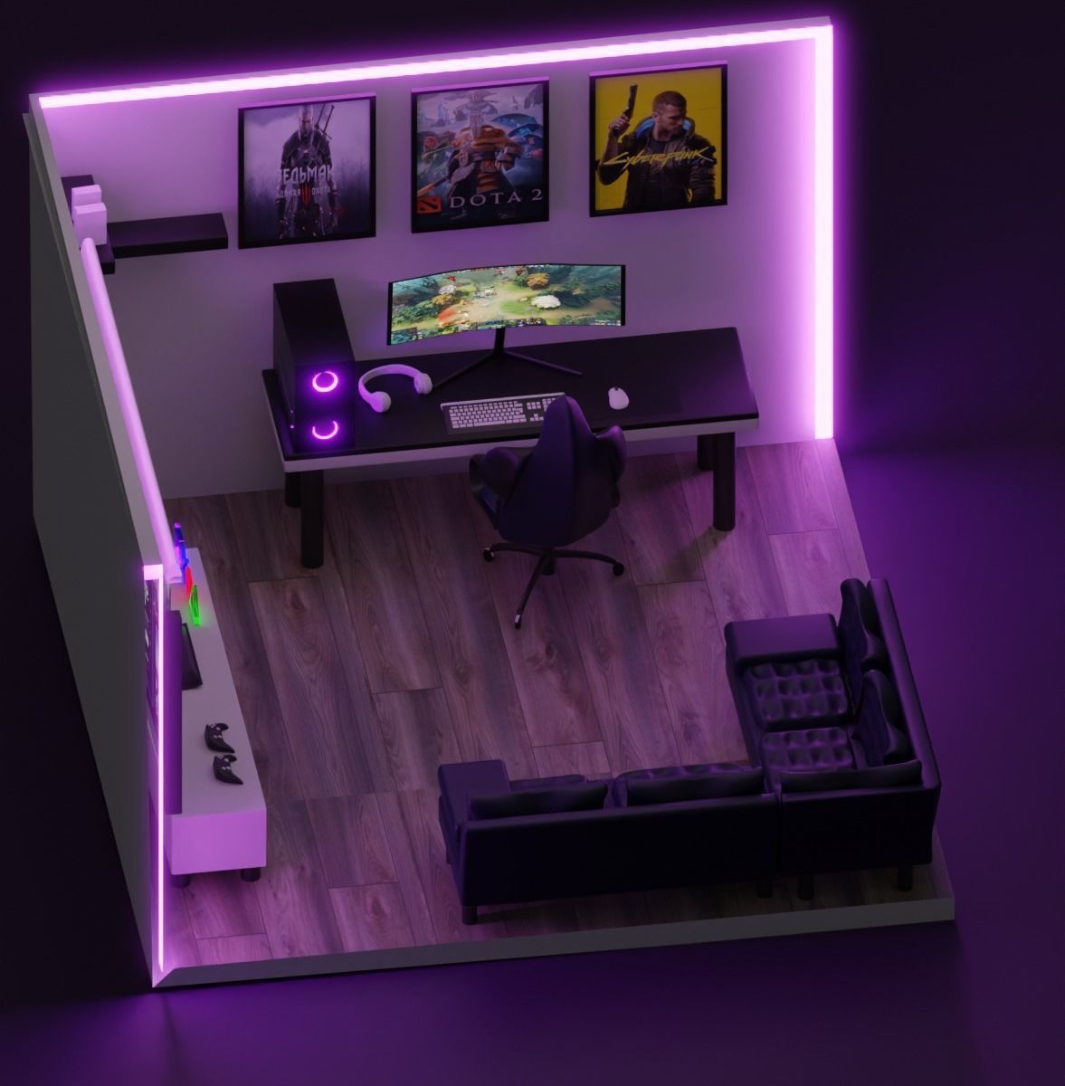 Gaming Room 3D model 3D printable | CGTrader