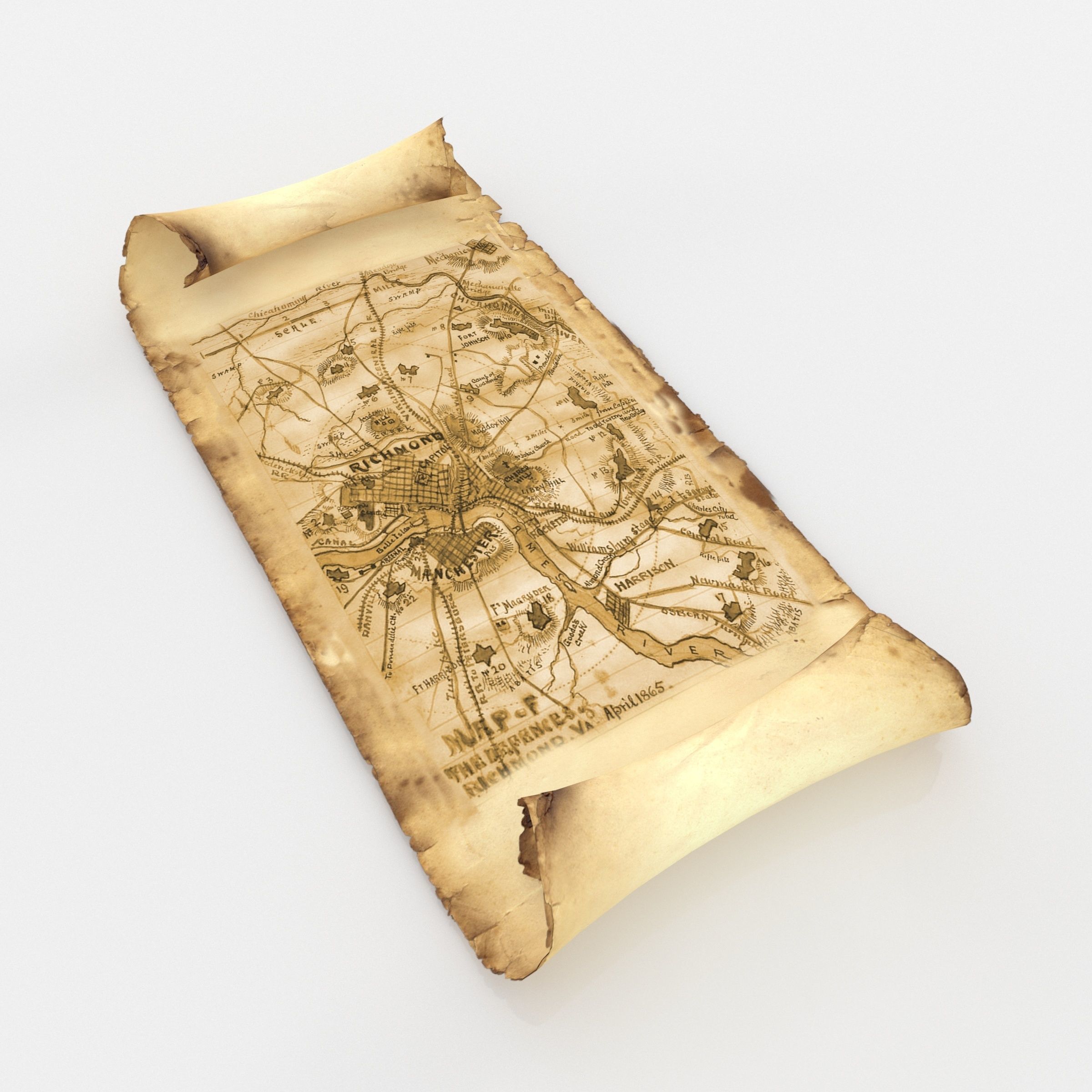 3D model Treasure Map Collection with Candles VR / AR / low-poly | CGTrader