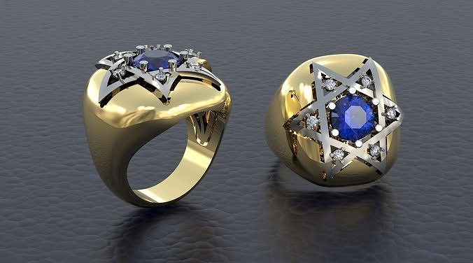 RING WITH DAVID STAR 3D model 3D printable | CGTrader