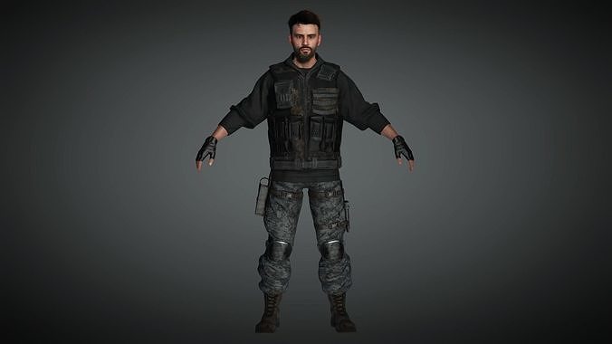 3D model AAA Military Male Character 03 VR / AR / low-poly rigged ...