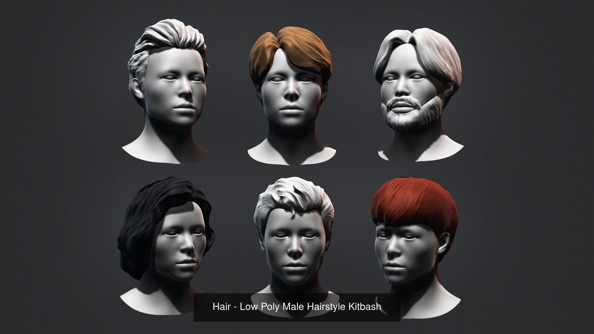 3D Model Collection Hair - Low Poly Hairstyle Kitbashes VR / AR / low ...