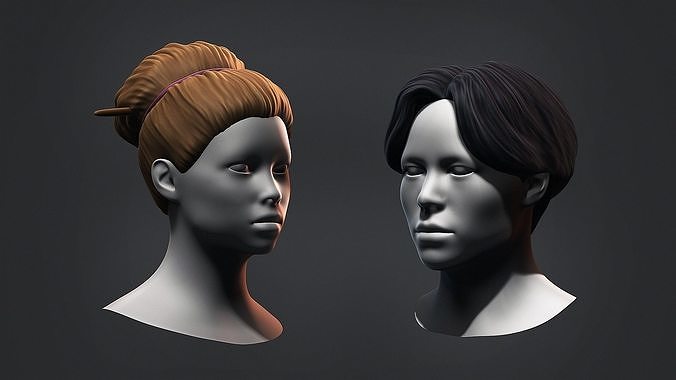 Hair - Low Poly Hairstyle Free Samples free VR / AR / low-poly 3D model ...