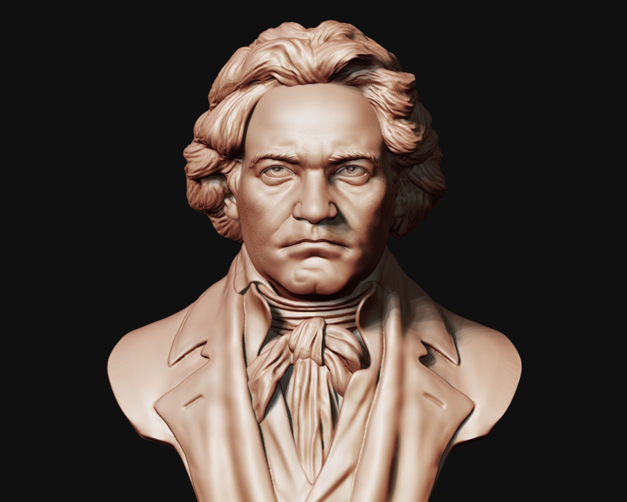 Ludwig van Beethoven portrait sculpture 3D model 3D printable | CGTrader