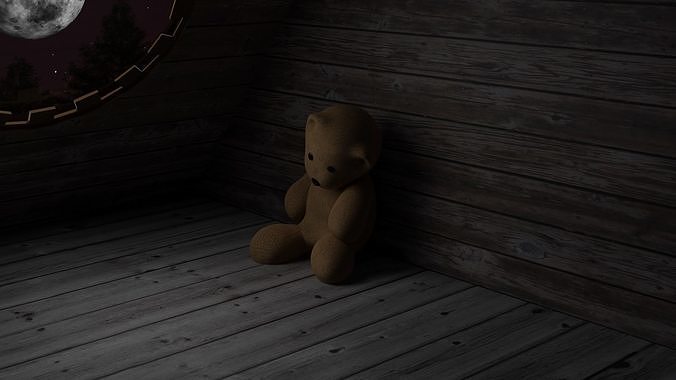 teddy bear scene on attic 3D model rigged | CGTrader