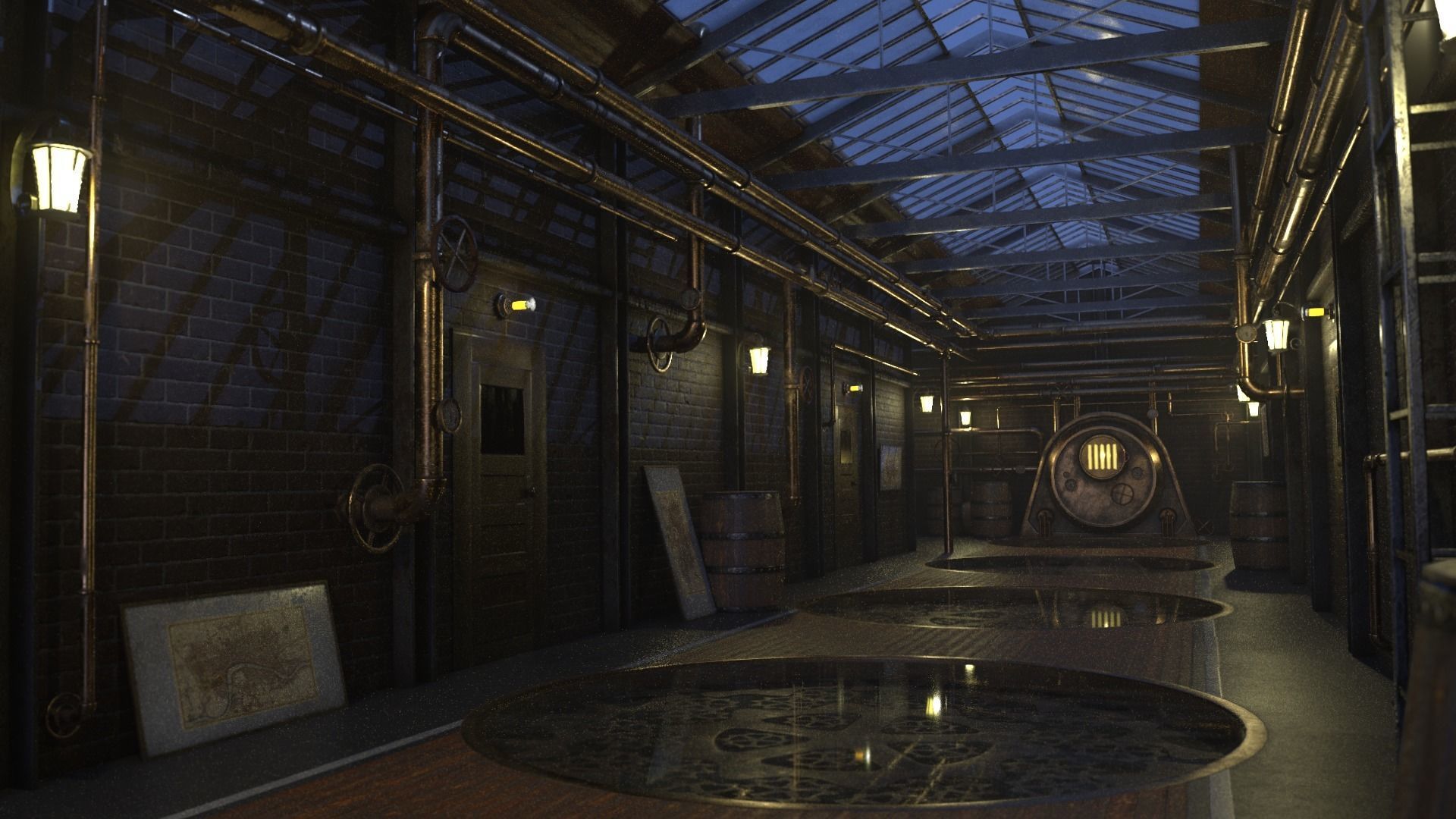 3D model Steampunk modular corridor VR / AR / low-poly | CGTrader