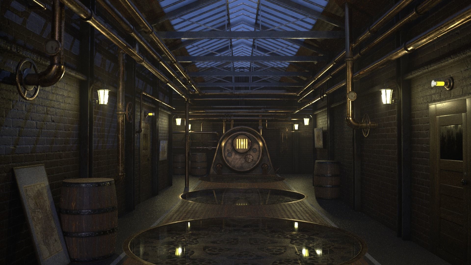 3D model Steampunk modular corridor VR / AR / low-poly | CGTrader