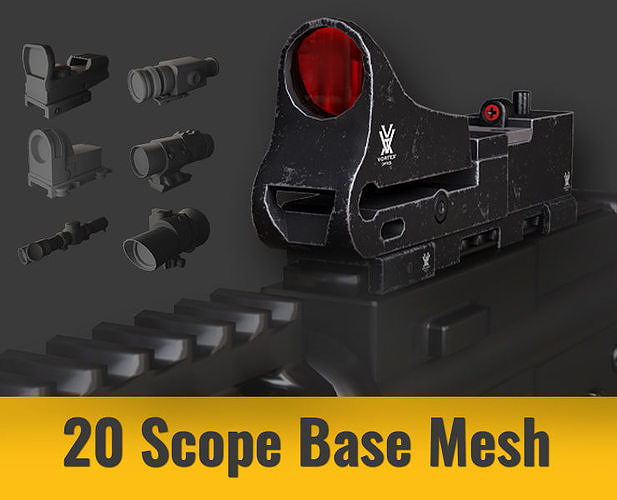 3D model 20 Gun Scope Base Mesh - Game Ready VR / AR / low-poly | CGTrader