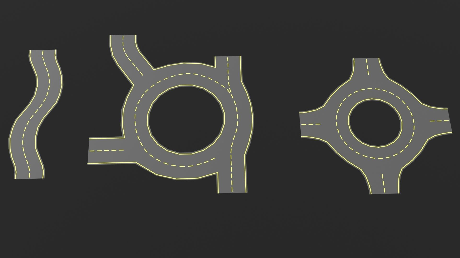 3D model Modular road pack VR / AR / low-poly | CGTrader