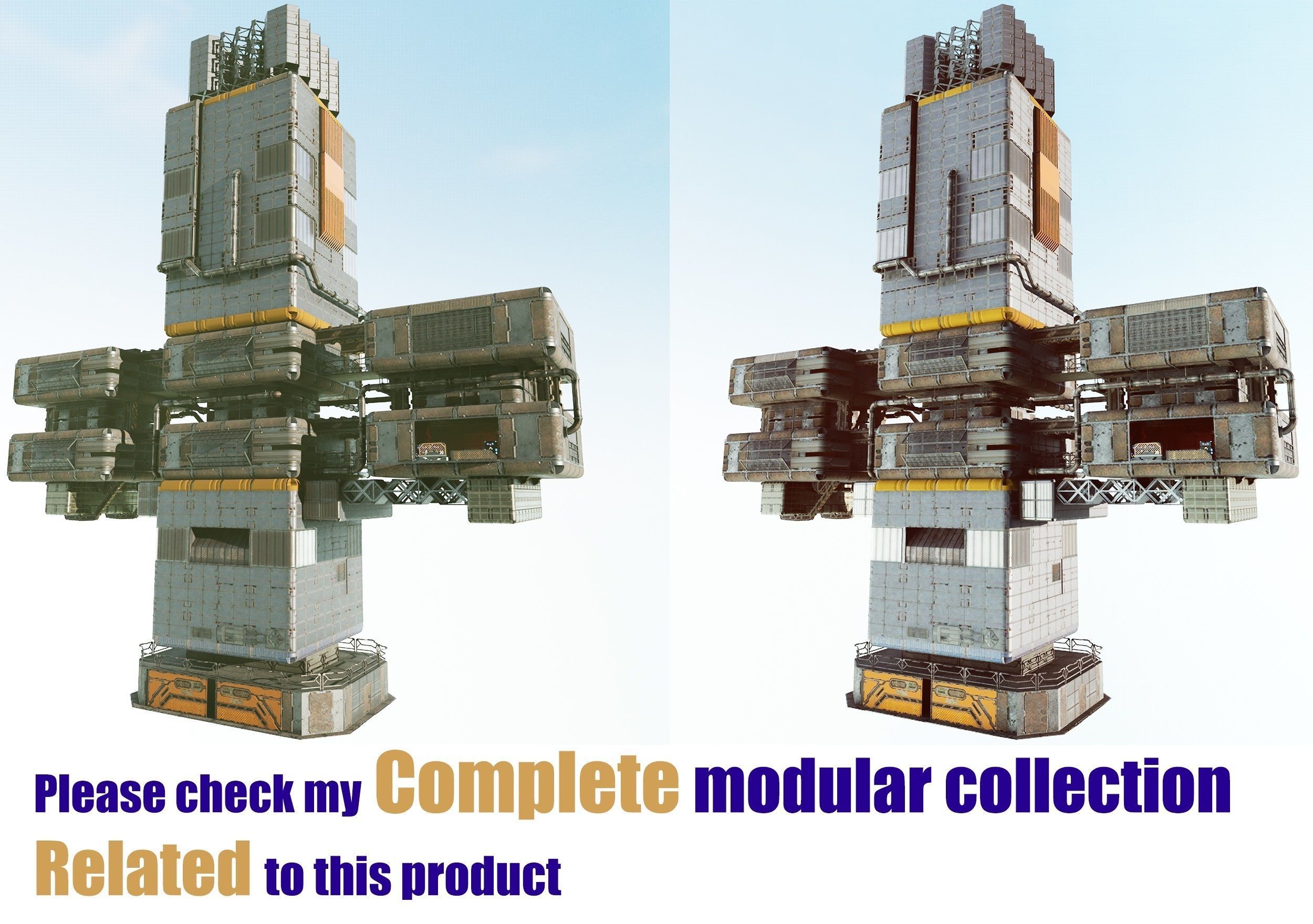 3D model sci fi walls - modular kit VR / AR / low-poly | CGTrader