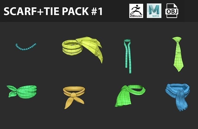 Ultimate Scarf Tie Model Pack 1 3D model | CGTrader