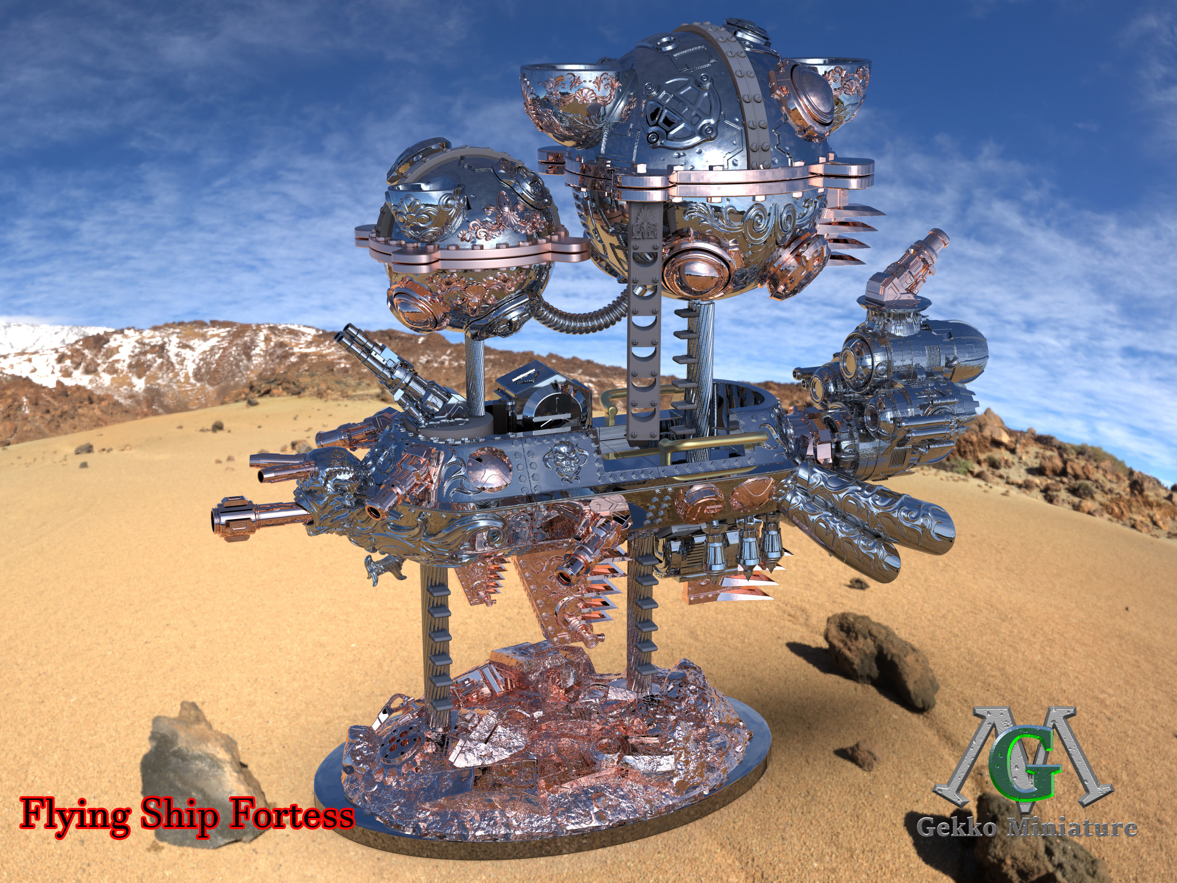 The Flying Ship Fortress 3D model 3D printable | CGTrader