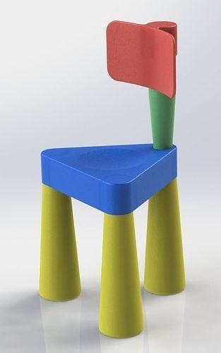 Three-legged puzzle chair 3D model 3D printable | CGTrader
