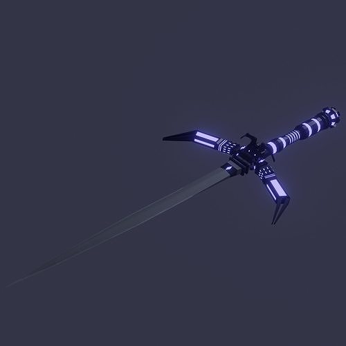 3D model Fantasy Cybernetic Blue Sword Low-poly Game ready VR / AR ...