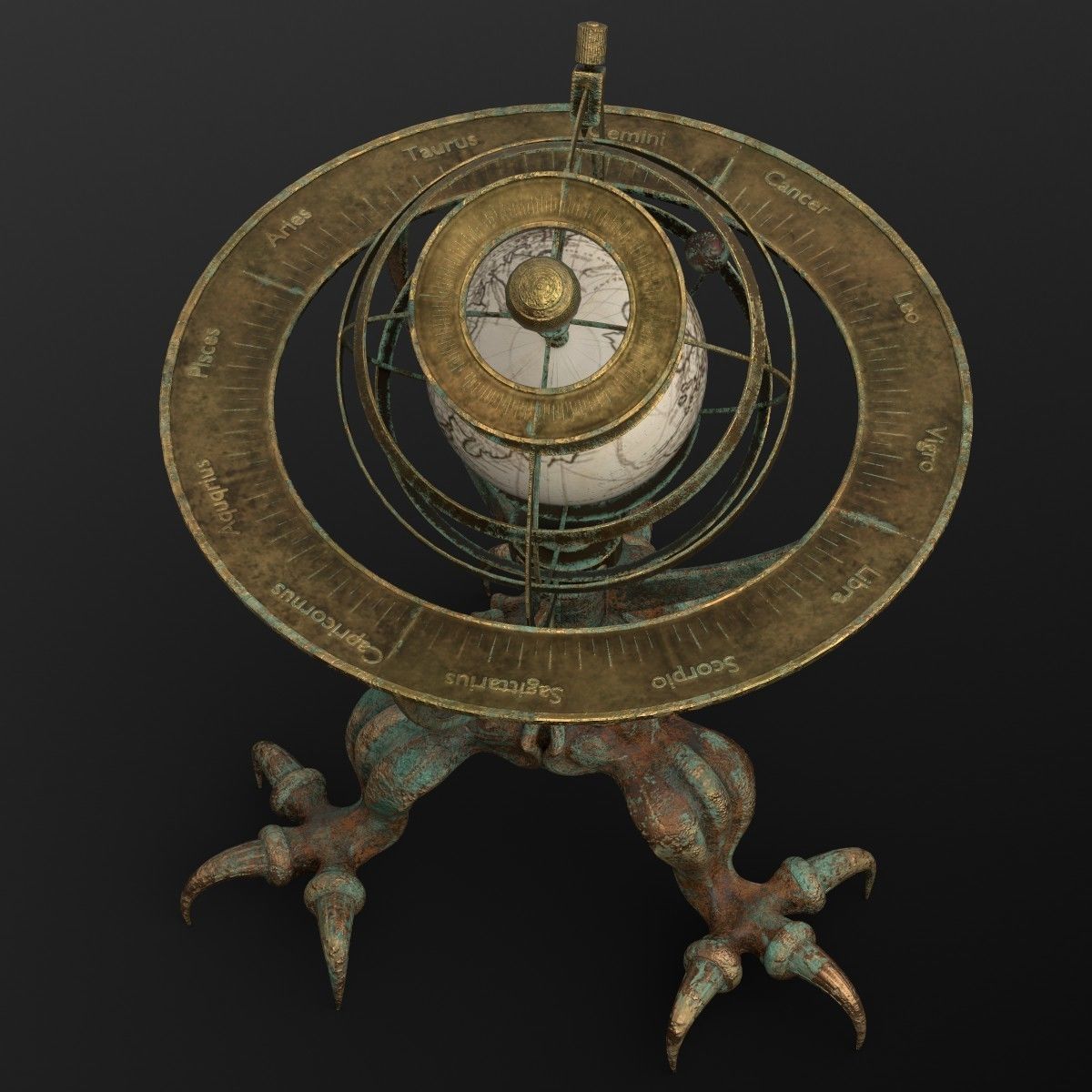 3D model Astrolabe globe with claws VR / AR / low-poly | CGTrader