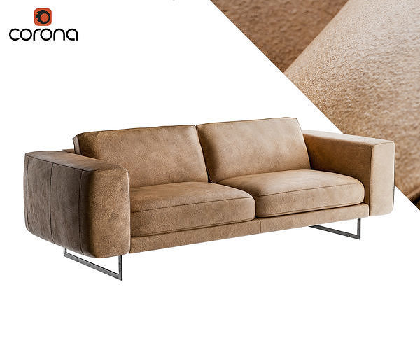 Leather sofa with rectangular segments 3D model | CGTrader