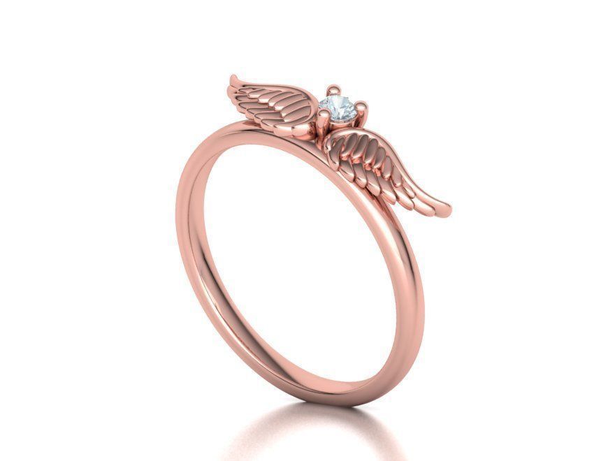 Angel Wings Jewelry Set Ring and Earrings 3dmodels 3D model 3D ...