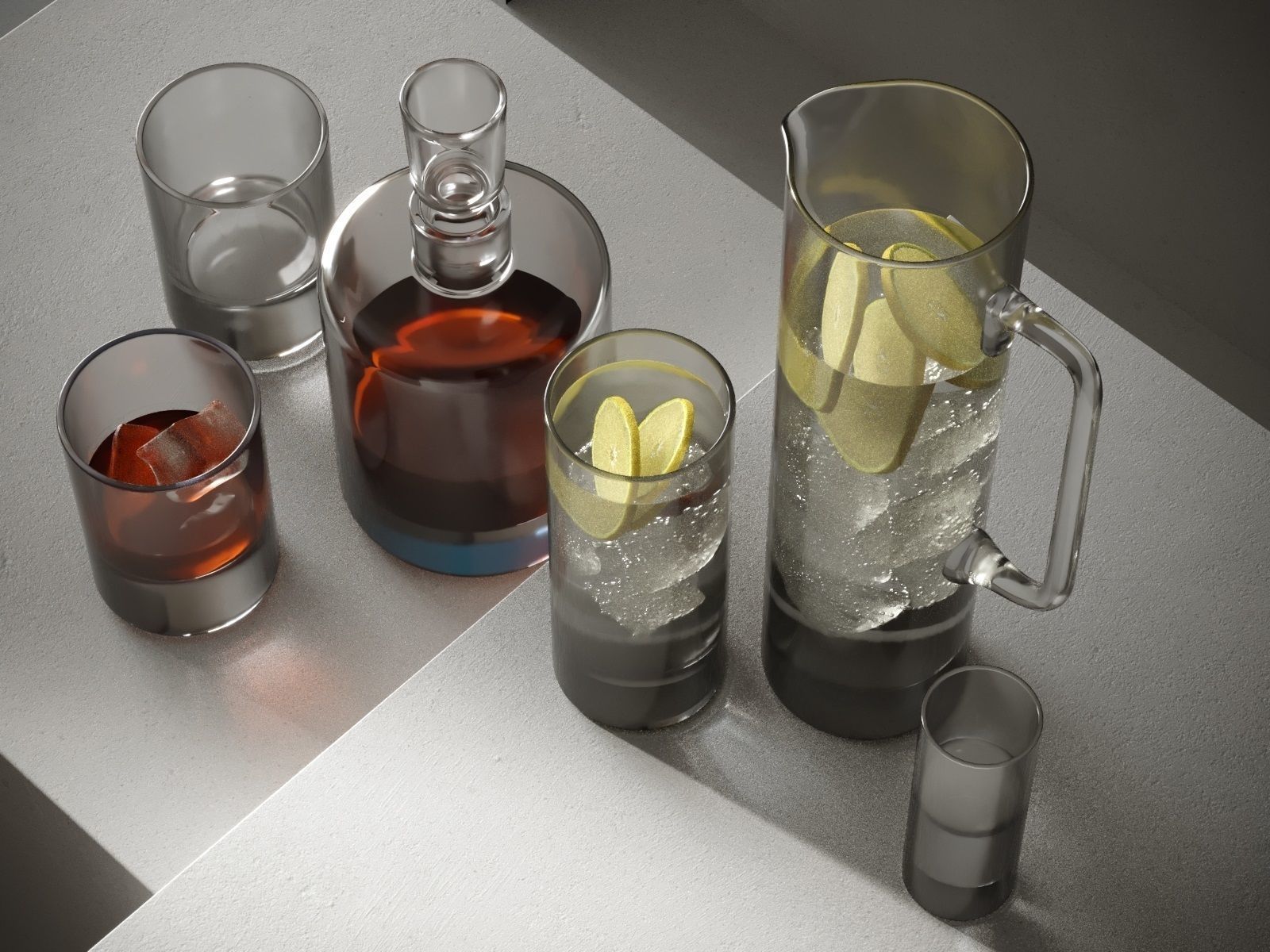 Boris Vodka and Whiskey Glass Sets 3D model | CGTrader