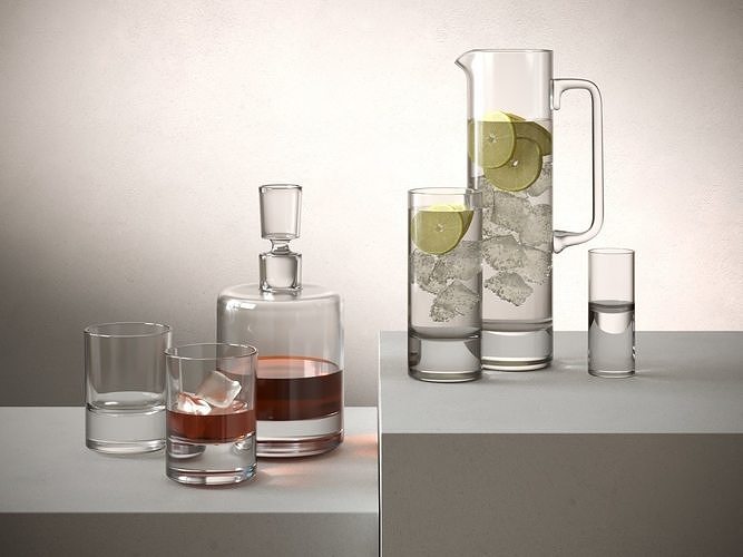 Boris Vodka and Whiskey Glass Sets 3D model | CGTrader
