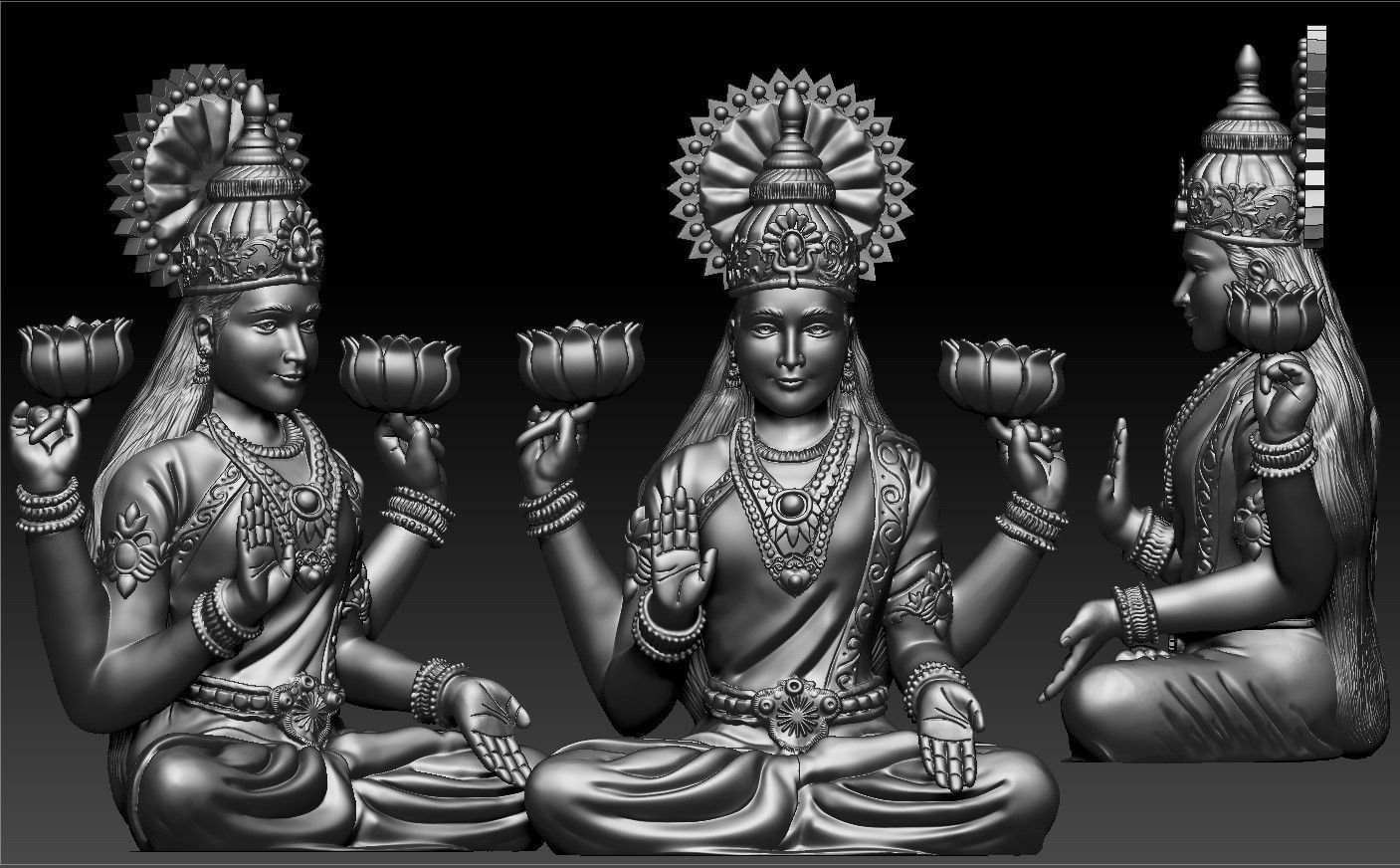 Lakshmi Idol 3D Printable Model 3 3D model 3D printable | CGTrader