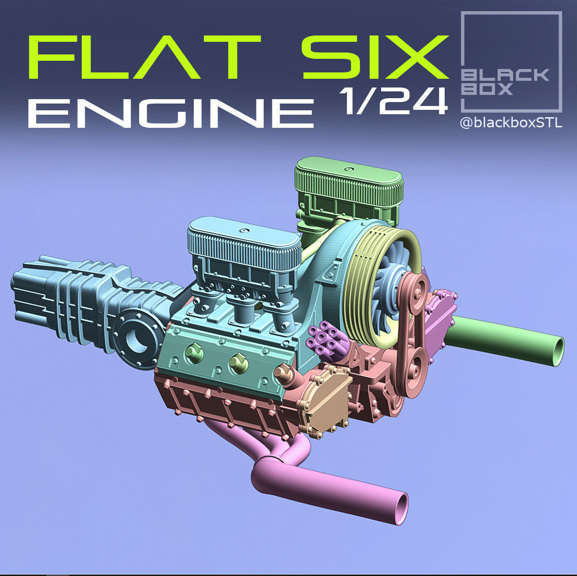 Flat six ENGINE 1-24th for modelkits and diecast 3D model 3D printable ...