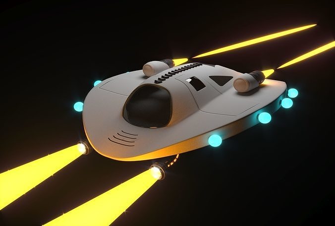 spaceship with lights 3D model | CGTrader